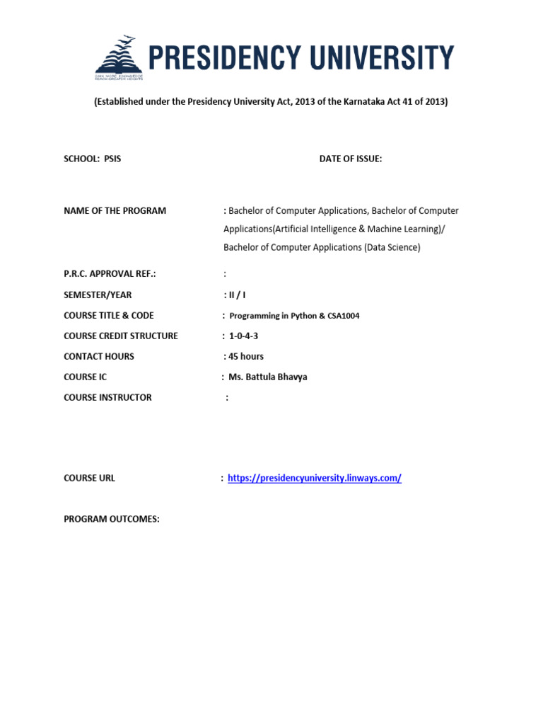 BCA CSA1004 Python CP Final | PDF | Object Oriented Programming | Computer Programming