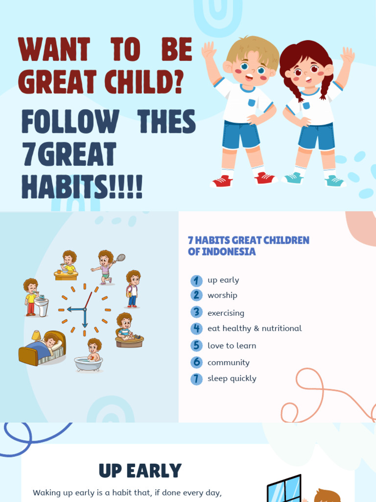 Tujuh Kebiasaan Anak Hebat Presentasi Pendidikan Biru Merah Ilustratif ...