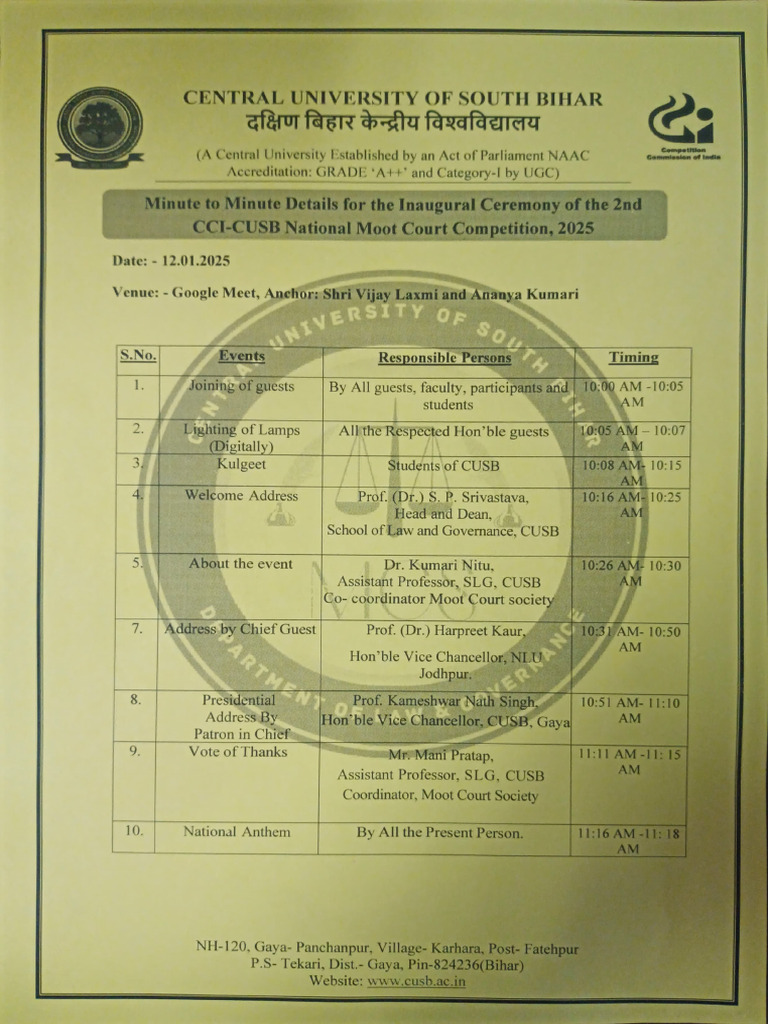 Minute For Inaugural Ceremony | PDF