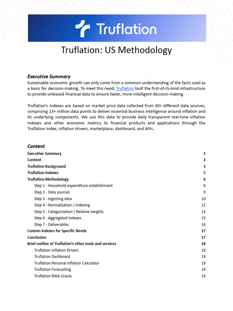 Truflation US Inflation Index Methodology | PDF | Cost Of Living ...