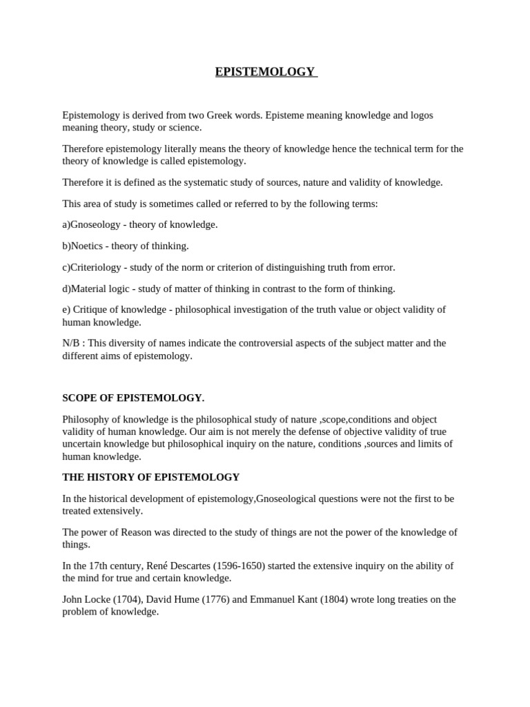 Understanding Epistemology Basics | PDF | Epistemology | Knowledge