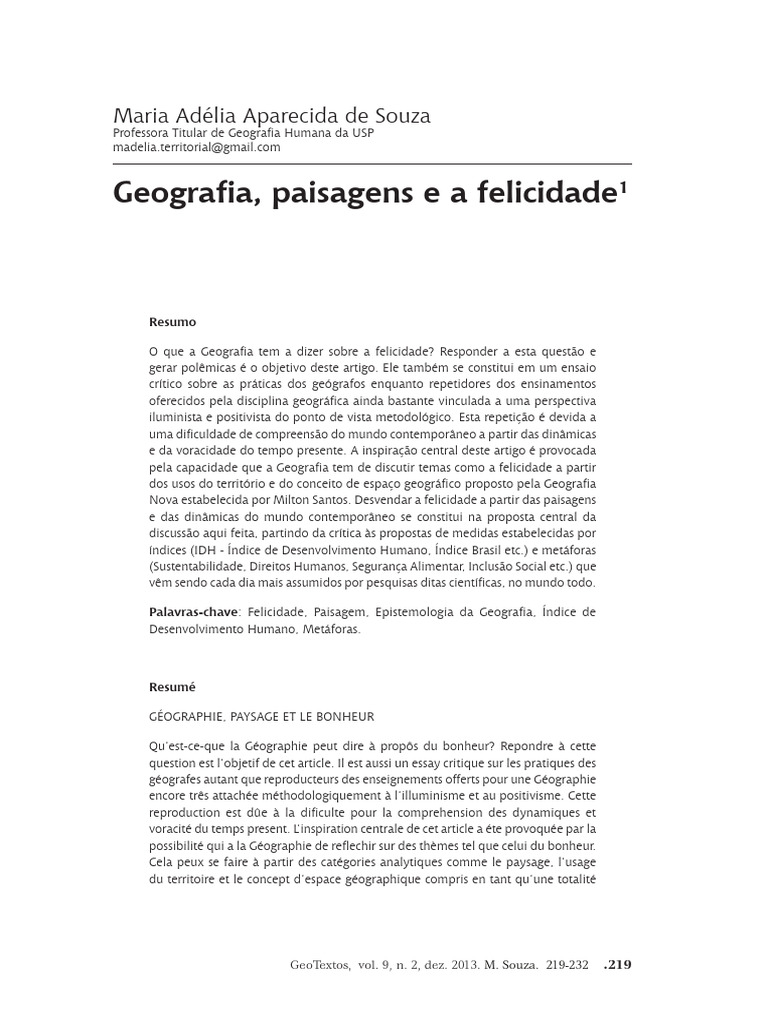 Geografia e a Busca pela Felicidade | PDF | Geografia | Science
