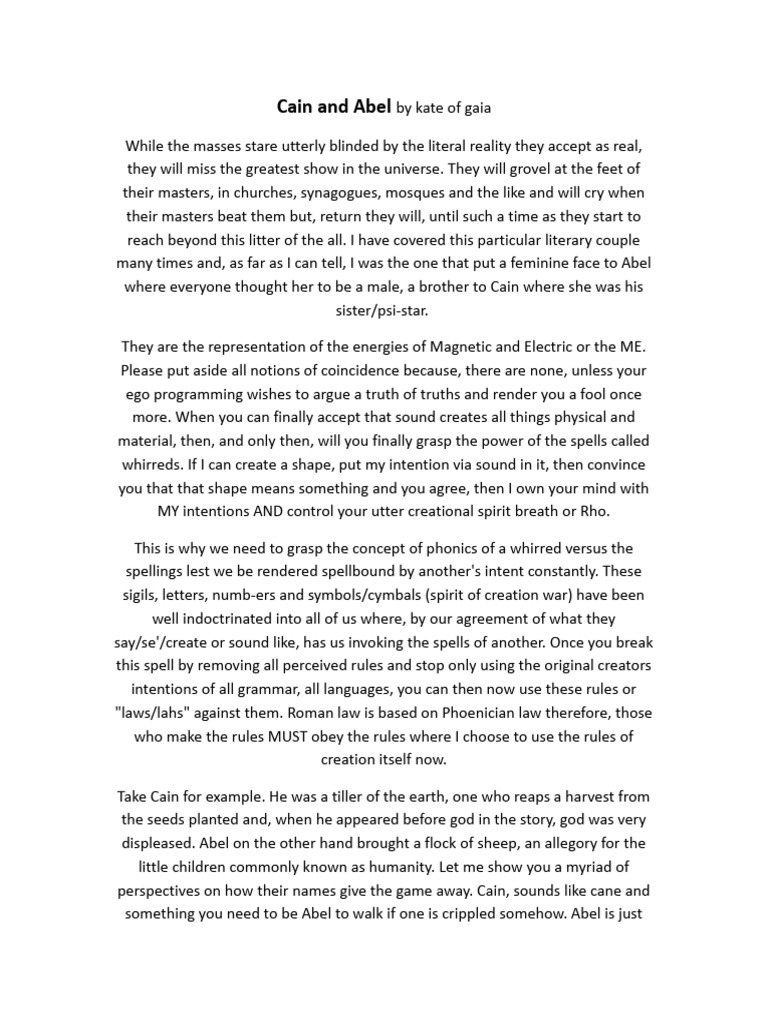 Cain and Abel by Kate of Gaia | PDF | Cain And Abel | Yin And Yang