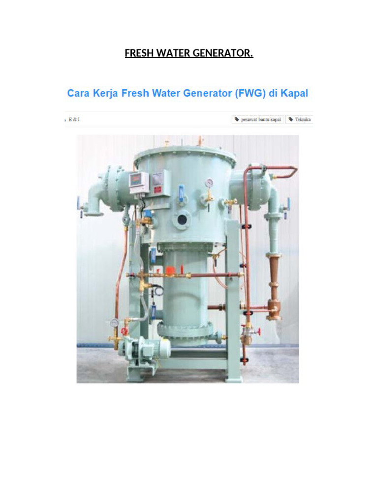 Fresh Water Generator & Ejector Pump Guide | PDF