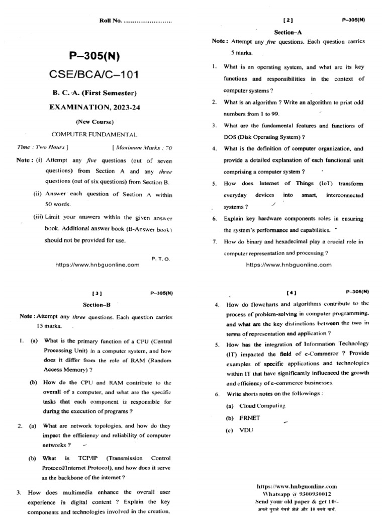 Computer Fundamental Paper | PDF