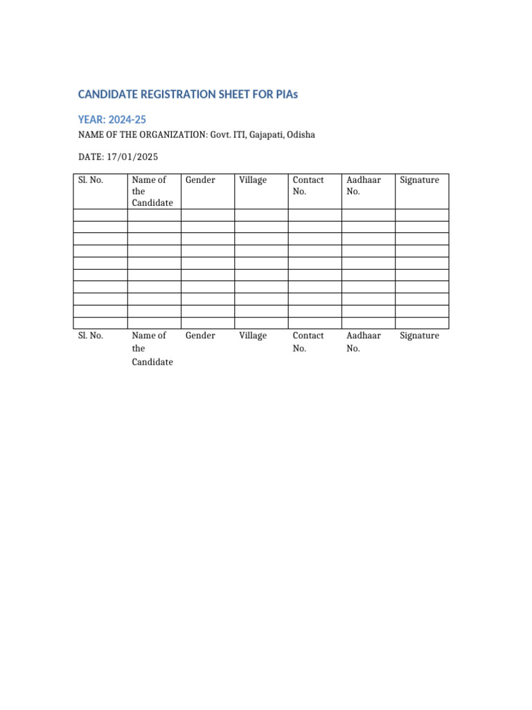 Modified Candidate Registration Sheet | PDF | Government Of India