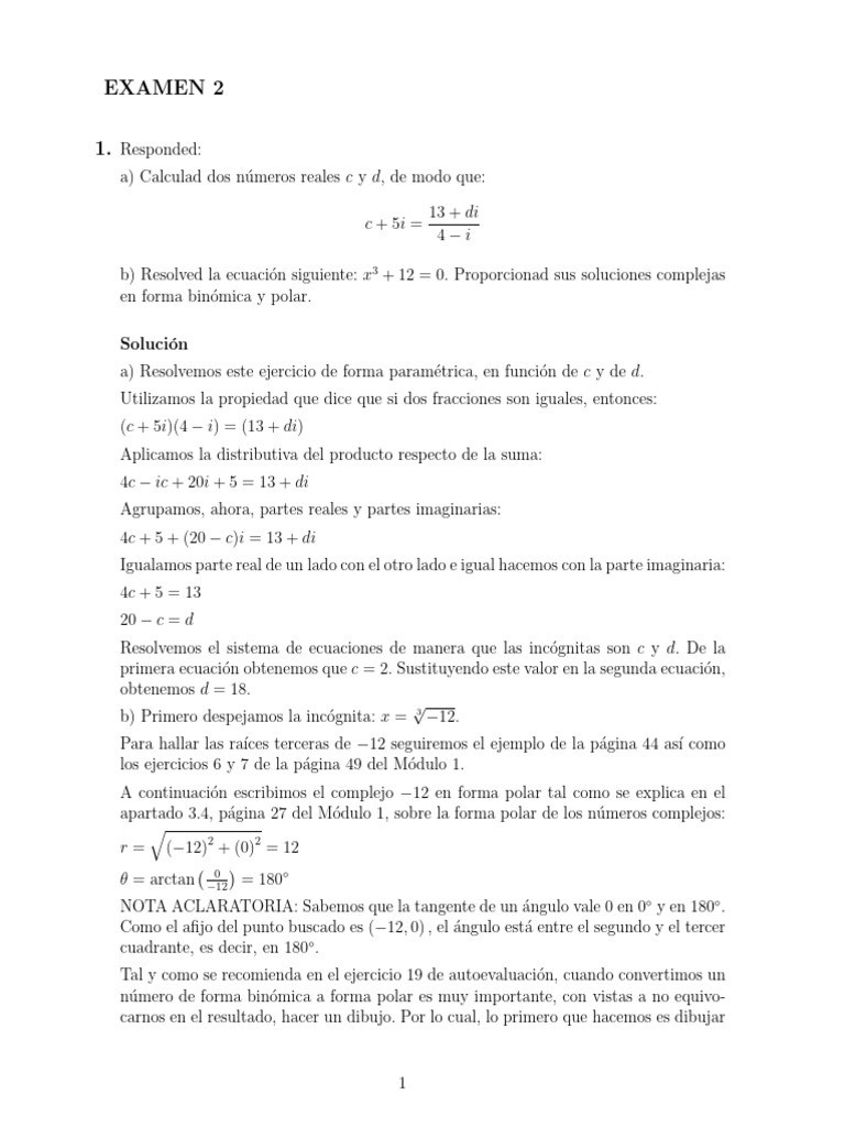 Solucion Examen Final 13 06 2021 Ib | PDF | Valores propios y vectores propios | Número complejo