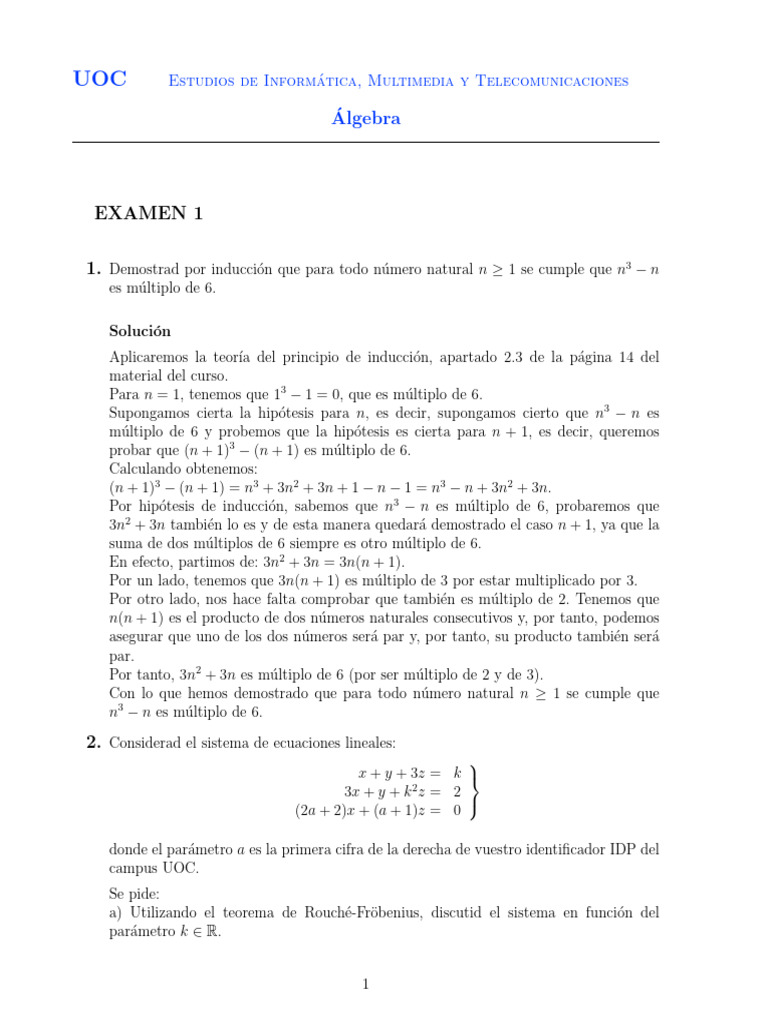 Solucion Examen Final 09 06 2021 Ib | PDF | Determinante | Matriz (Matemáticas)