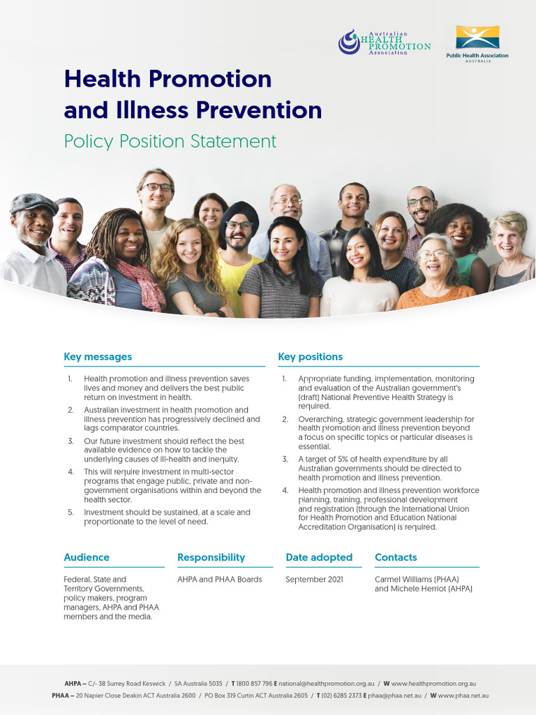 Health Promotion Policy Statement Australia | PDF | Preventive ...