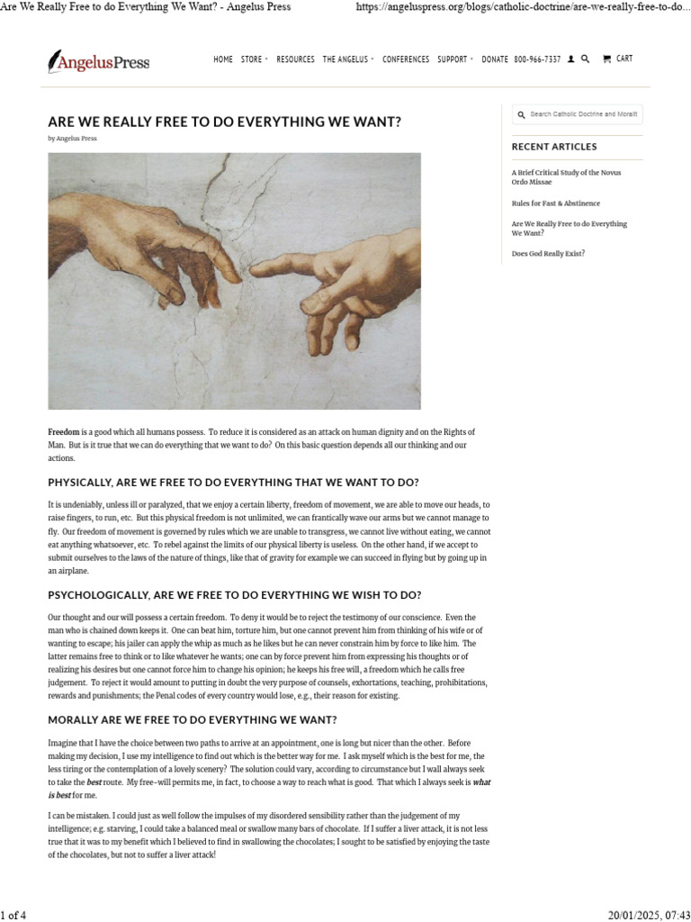 Freedom: Limits and Moral Choices | PDF | Free Will | Catholic Church