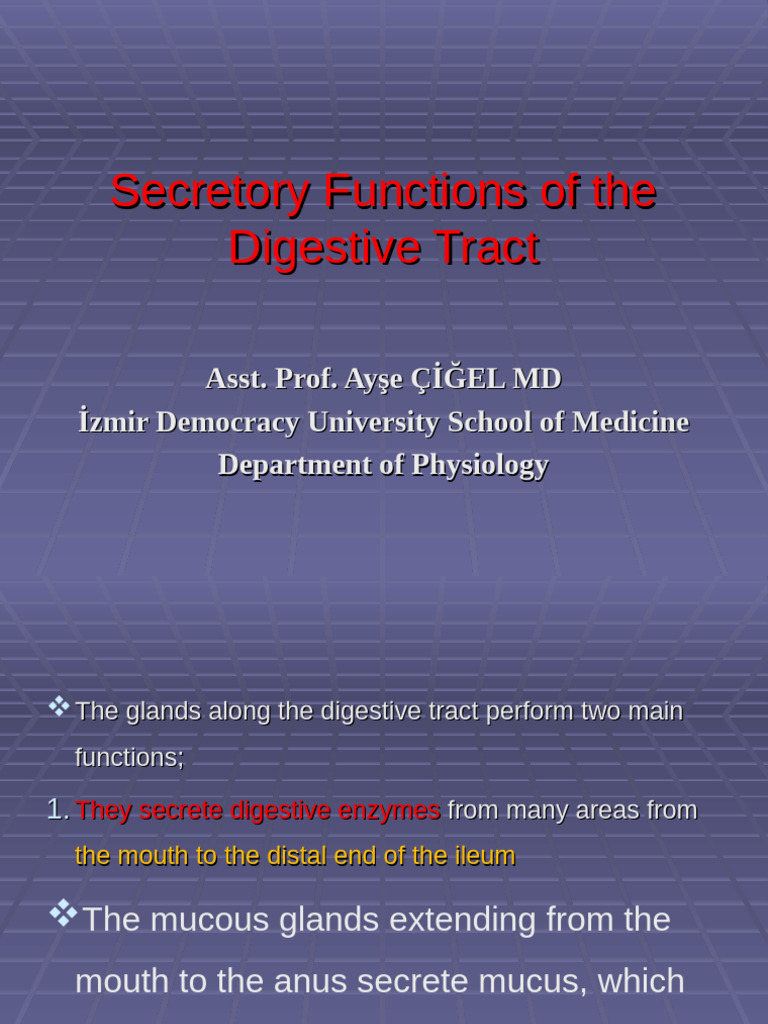 Secretory Functions of the Digestive Tract | PDF | Stomach | Bile