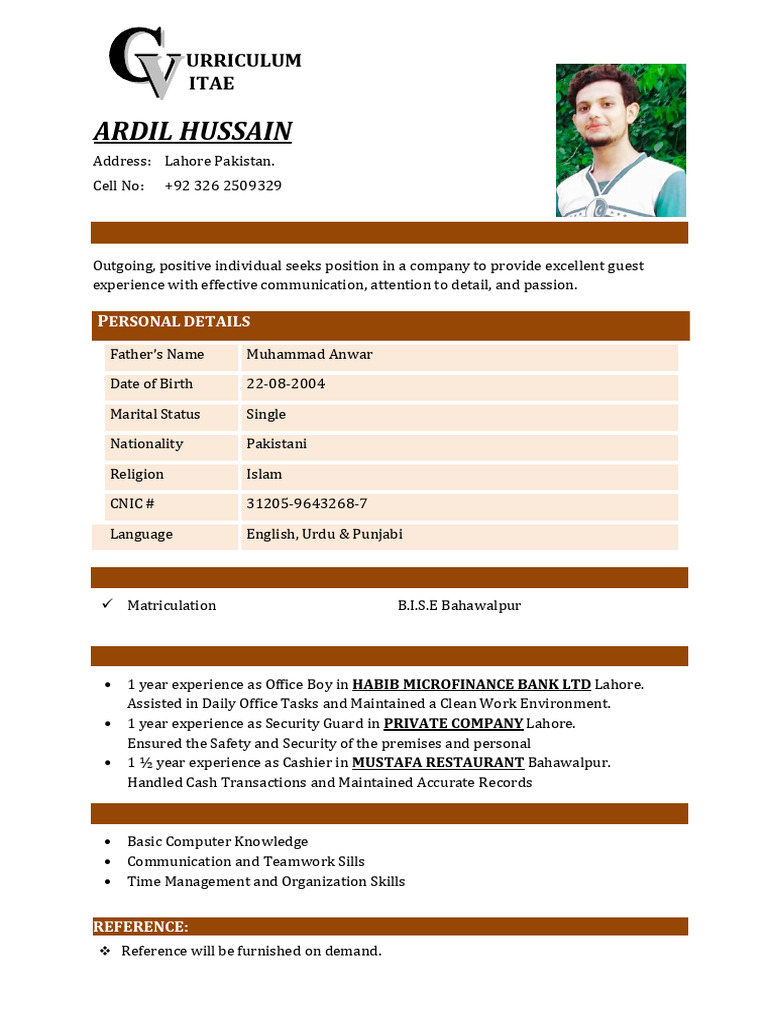 Ardil Hussain CV | PDF