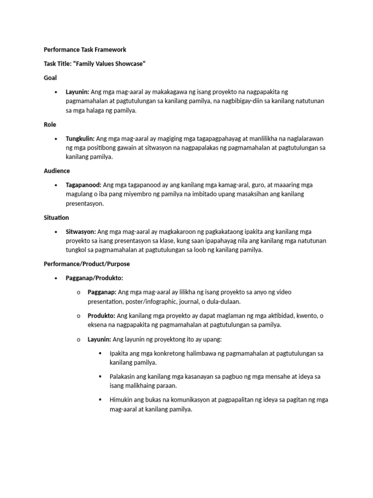 Performance Task Framework | PDF
