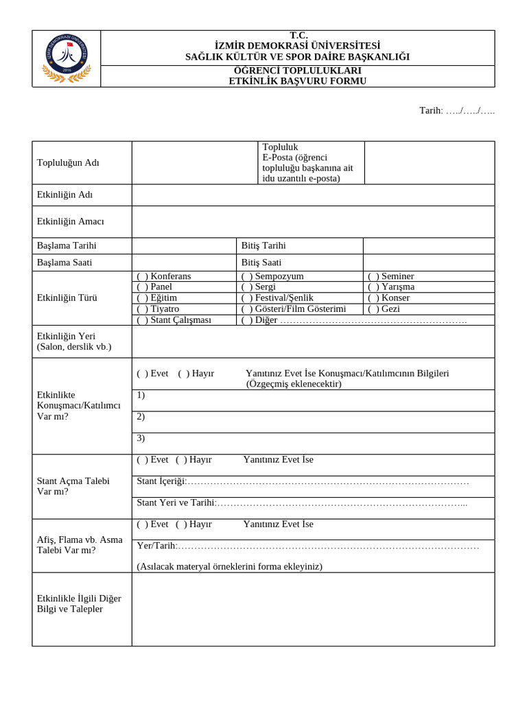 Etkinlik Basvuru Formu | PDF