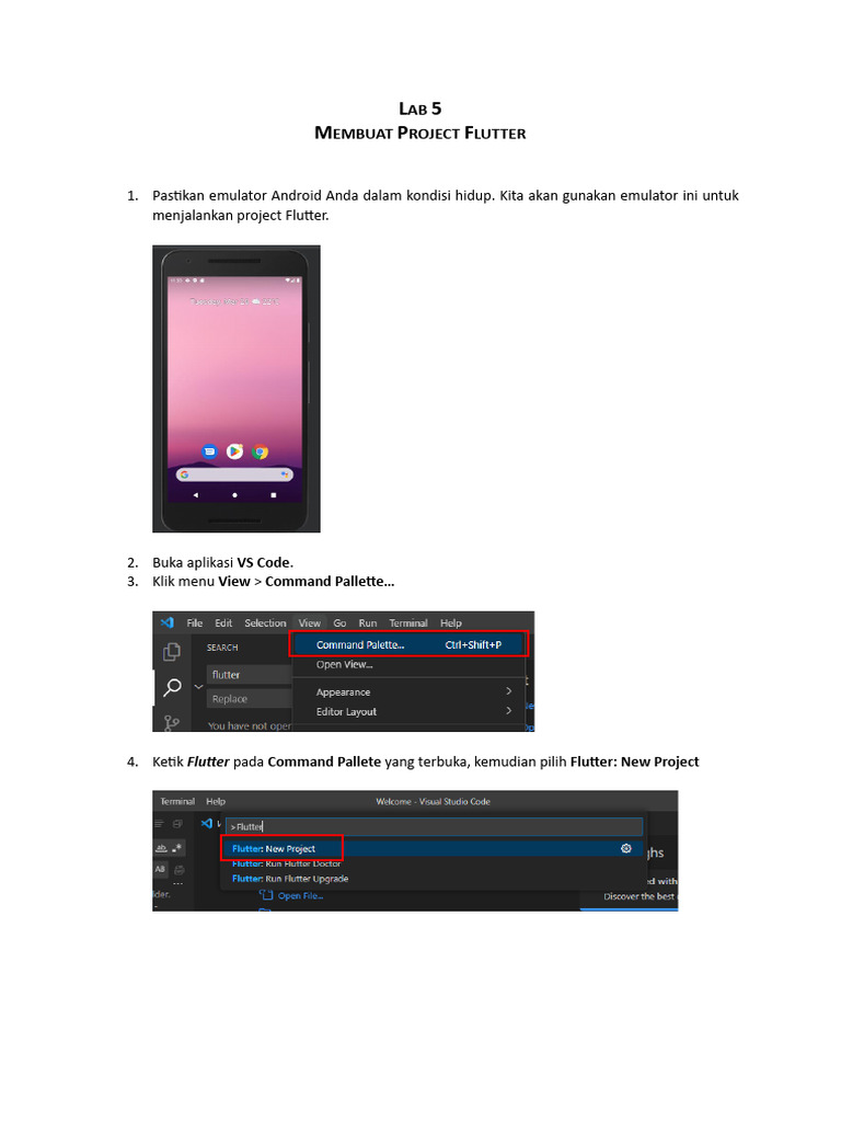 Membuat Project Flutter di VS Code | PDF