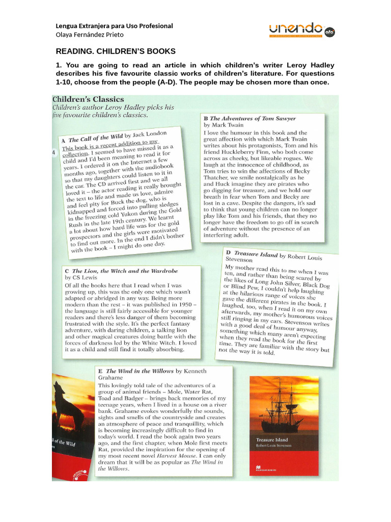 Reading - Childres Books - Multiple Matching | PDF