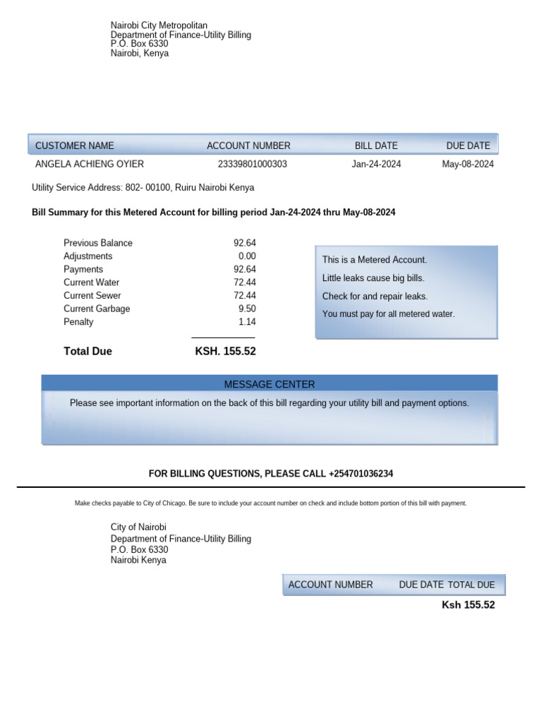 Utility Bill Template 11 | PDF