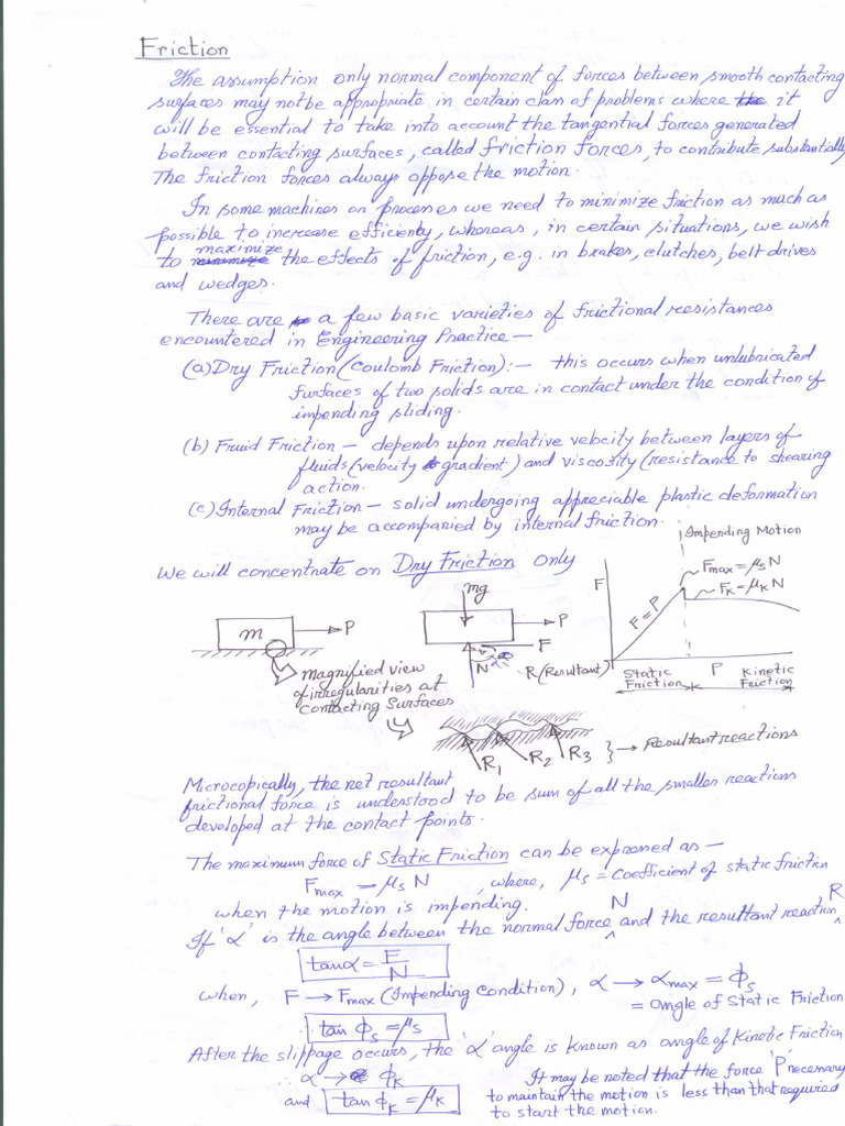 Class Notes on Friction | PDF