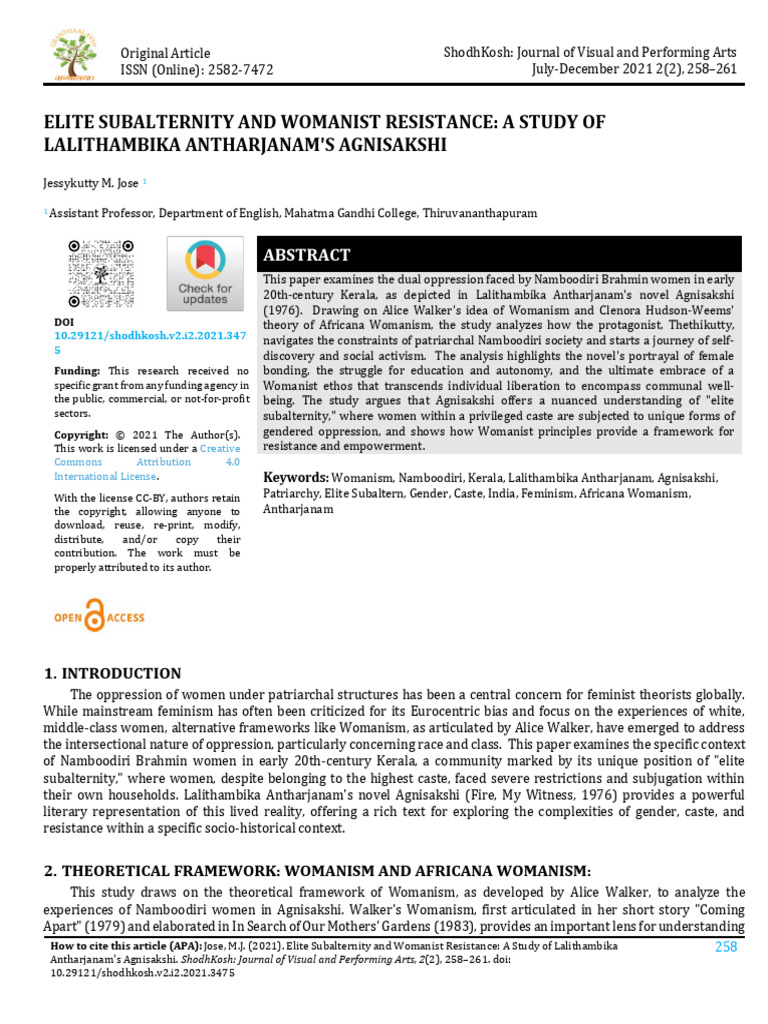 Elite Subalternity and Womanist Resistance A Study | PDF | Feminism ...