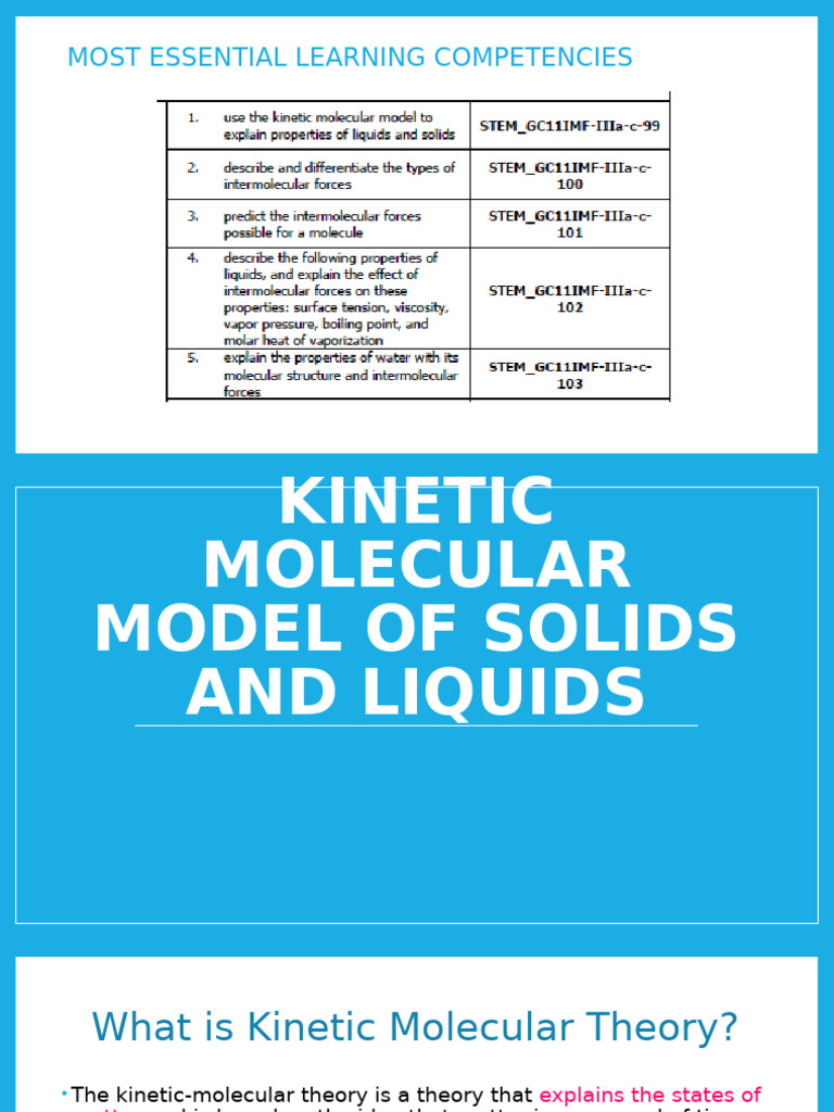 1 Student Kinetic Molecular Model of Solids and Liquids | PDF ...