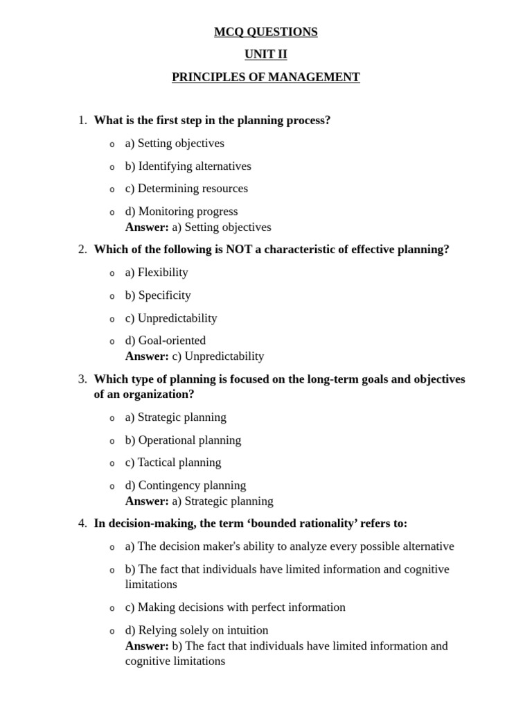 MCQ QUESTIONS POM | PDF | Decision Making | Goal