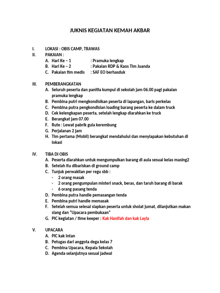 Juknis Kegiatan Kemah Akbar | PDF