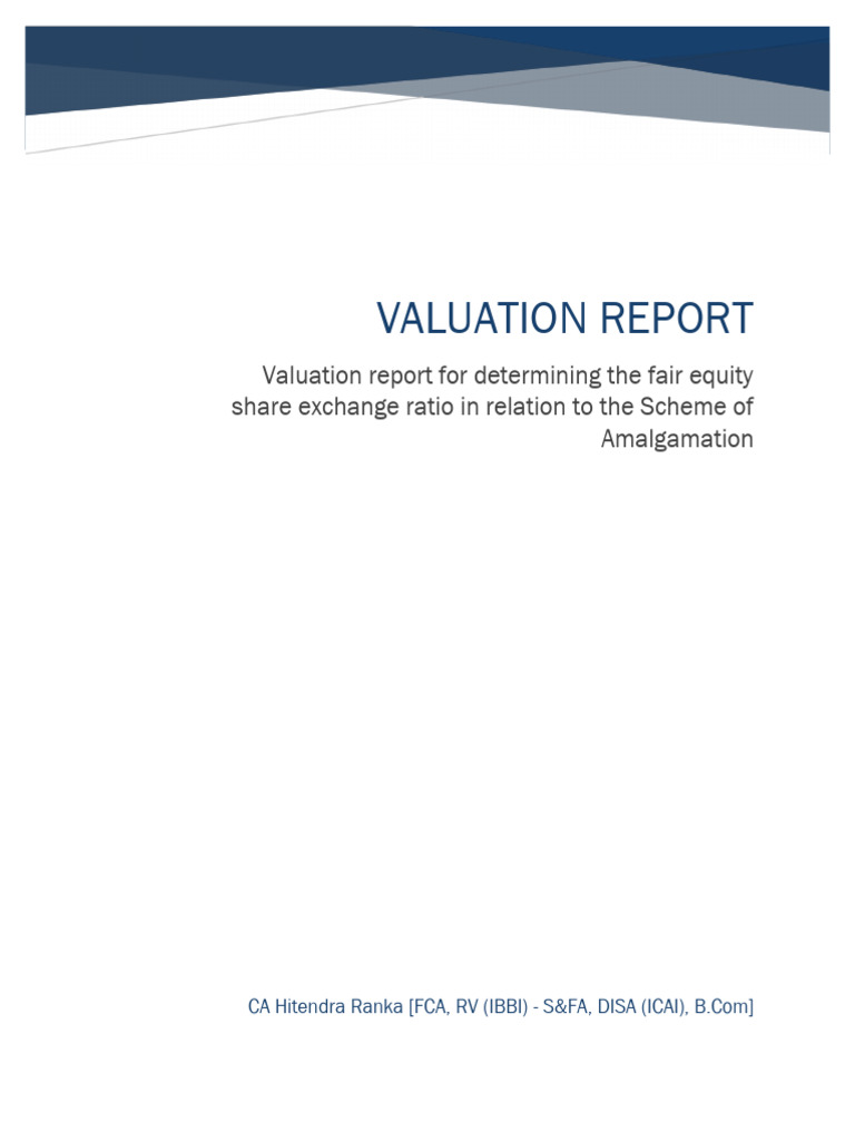 VAPL and Vinati Amalgamation Valuation Report | PDF | Discounted Cash ...