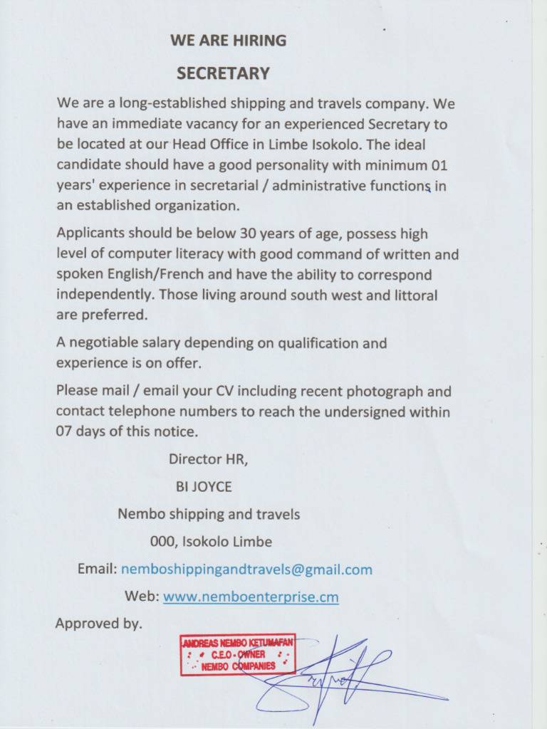 Secretary Vacancy | PDF