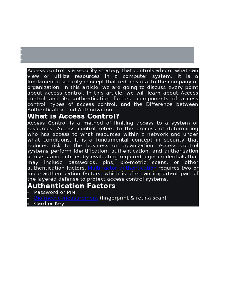 Access Control in Computer Network | PDF