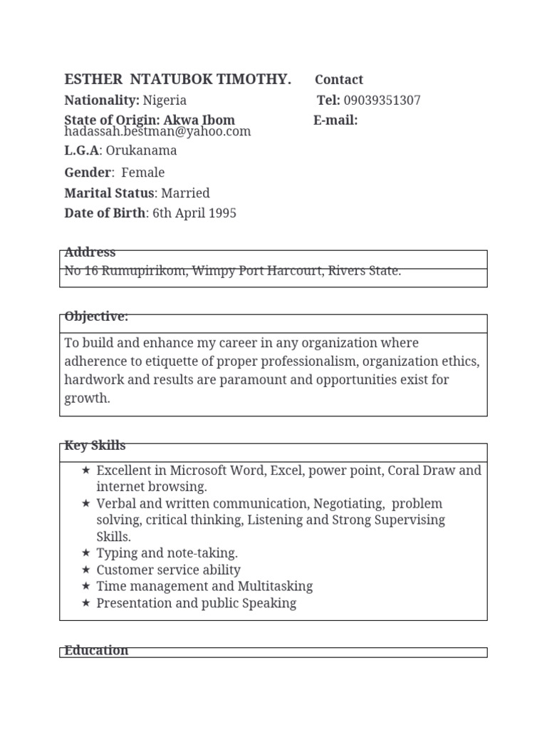 Esther Timothy. CV New | PDF