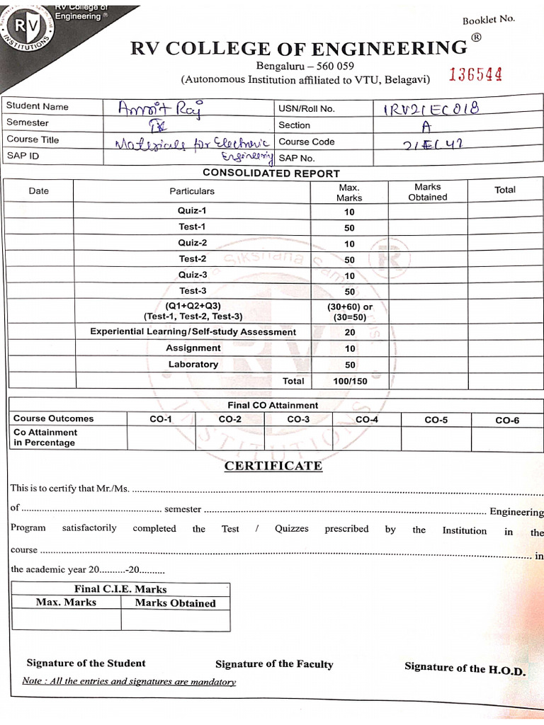 CIE Test3 Answer Booklet | PDF