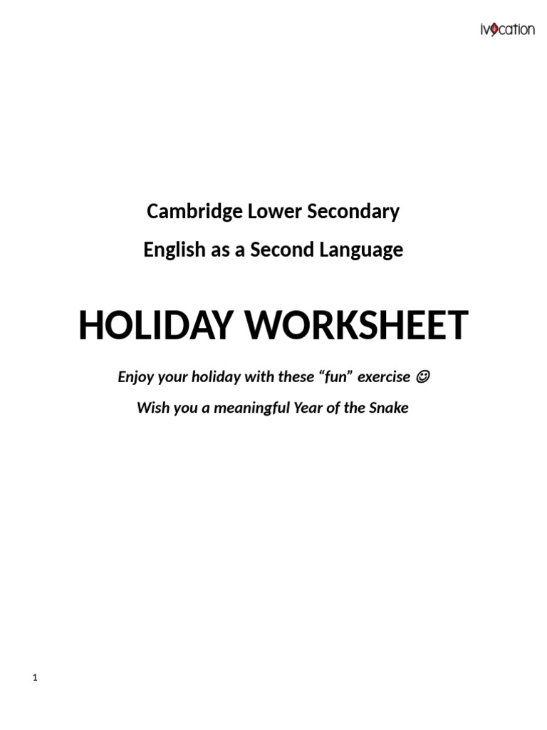 Grade 8 Holiday Homework | PDF