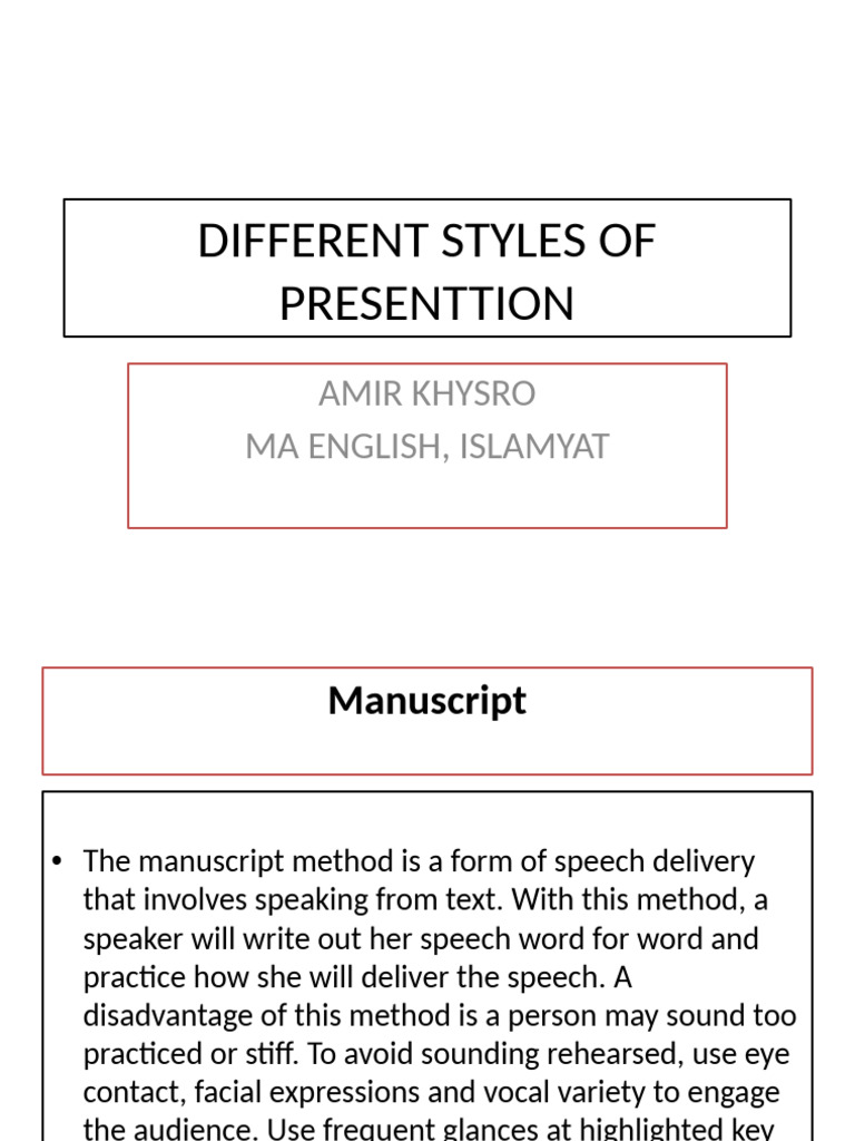 Different Styles of Presentation | PDF