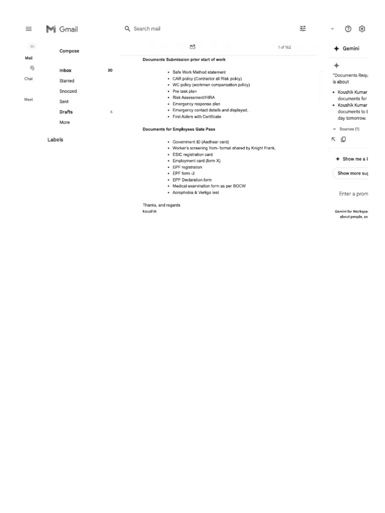 Documents Req. Before Starting The Work | PDF