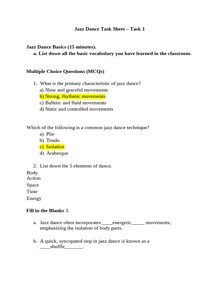 Jazz Dance Basics and Analysis Guide | PDF