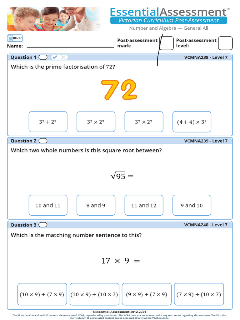 Level 7-8 Math Post-Assessment | PDF | Numbers | Real Number