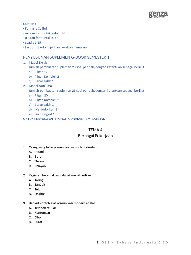 Sumplemen Kelas 4 Ganjil TEMA 4 | PDF