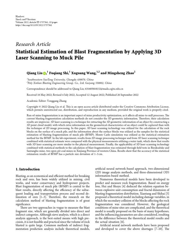 Statistical Estimation of Blast Fragmentation by A | PDF | Probability ...