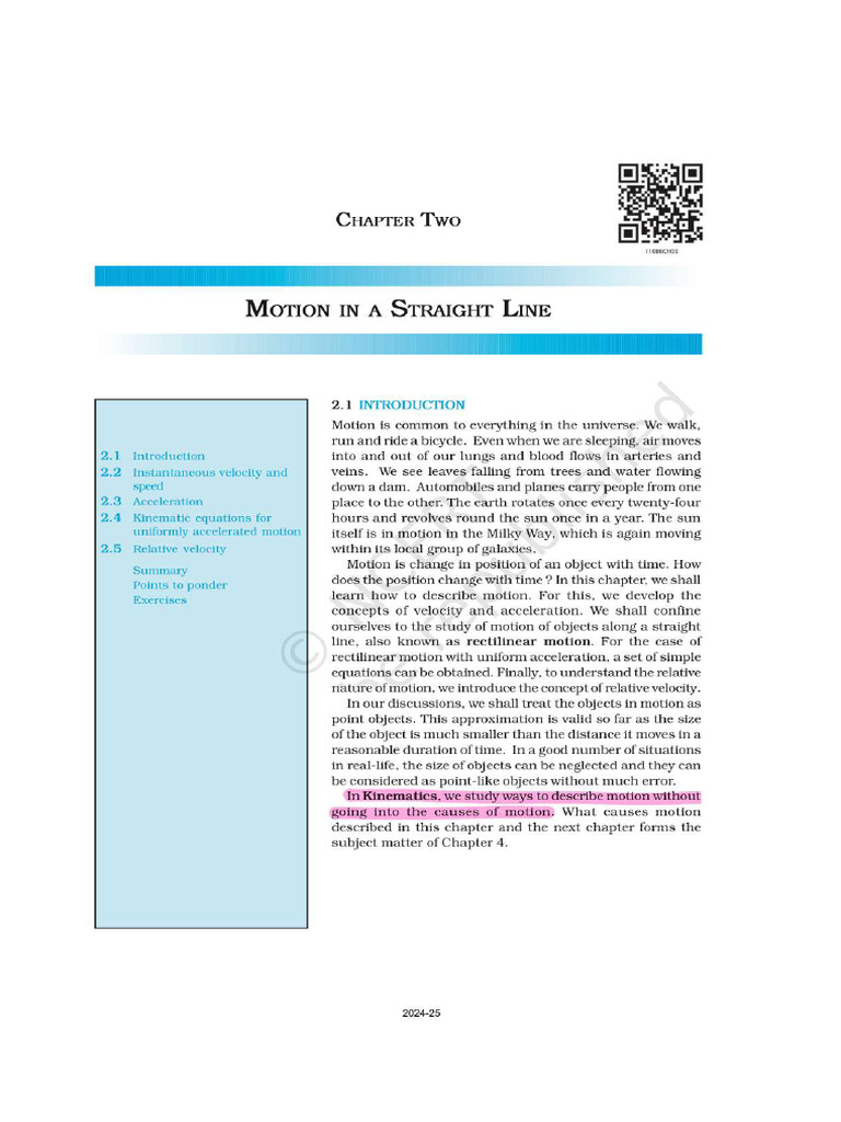 Motion in Straight Line-01 | PDF