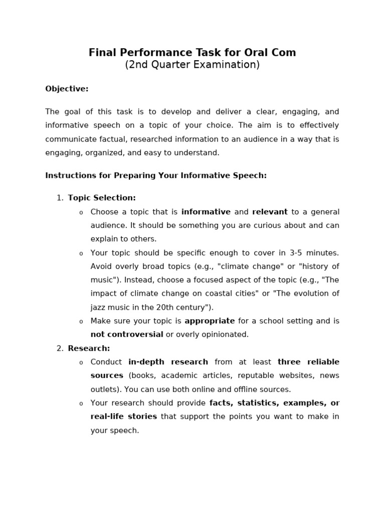 Final Performance Task 2nd Quarter Exam 1 | PDF | Nonverbal ...