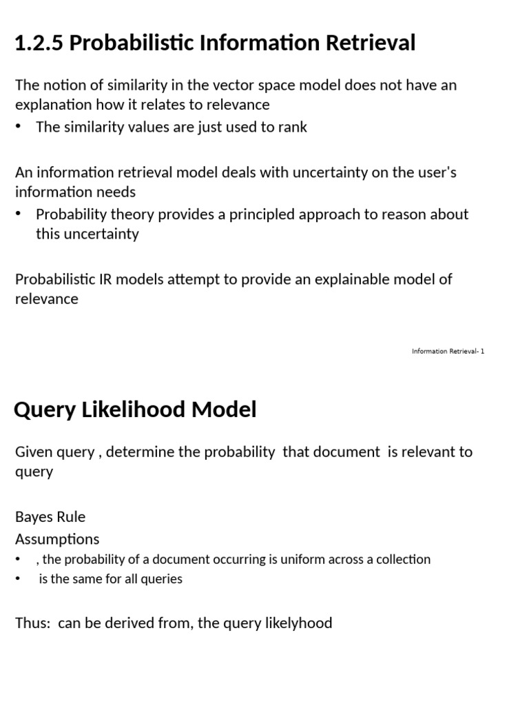 Week 3 - Probabilistic Retrieval and Relevance Feedback | PDF | Information Retrieval | Probability