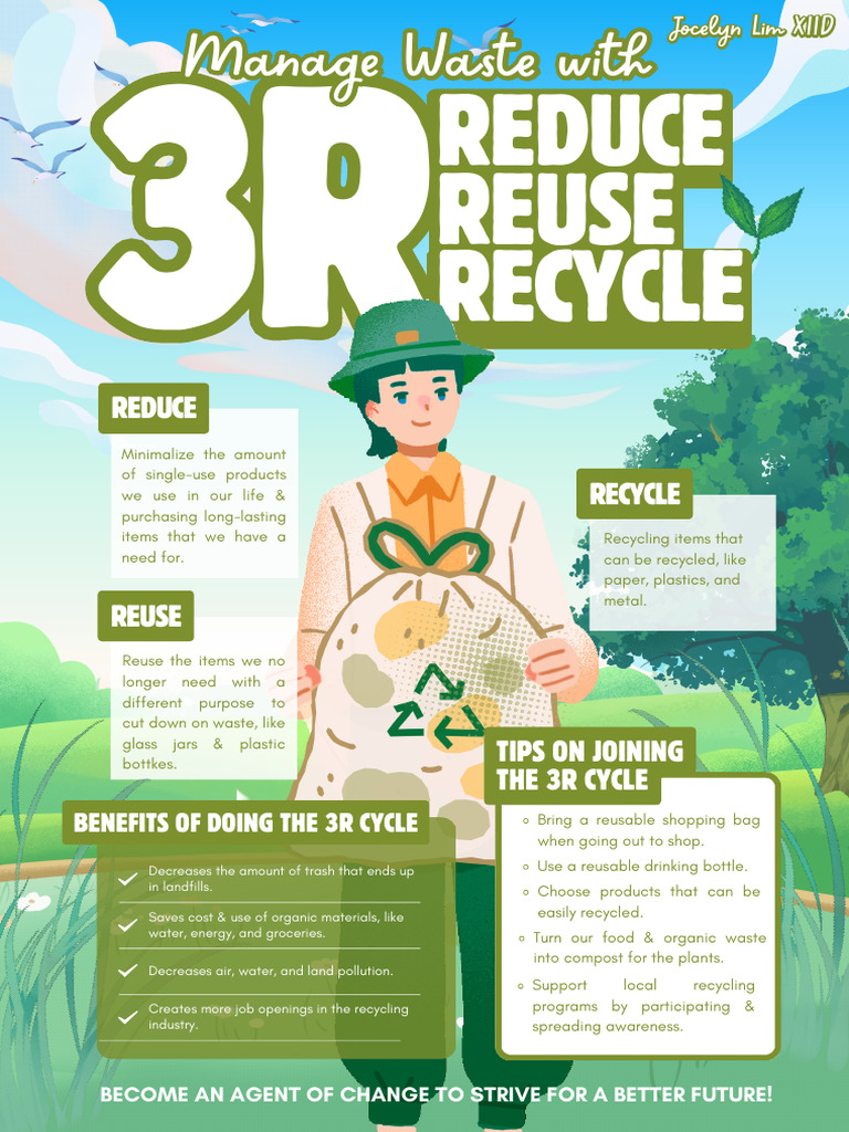 Poster Infografis Kelola Sampah Dengan 3R Ilustratif Hijau dan Cream | PDF