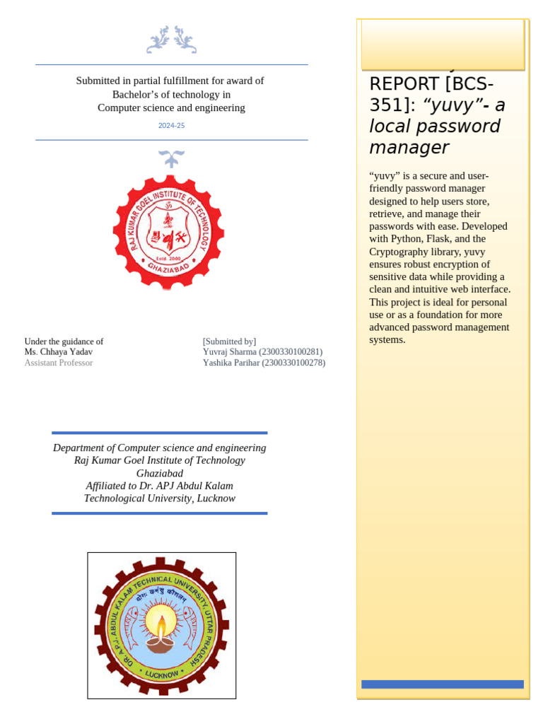 Mini Project Report Yuvy | PDF | Password | Security