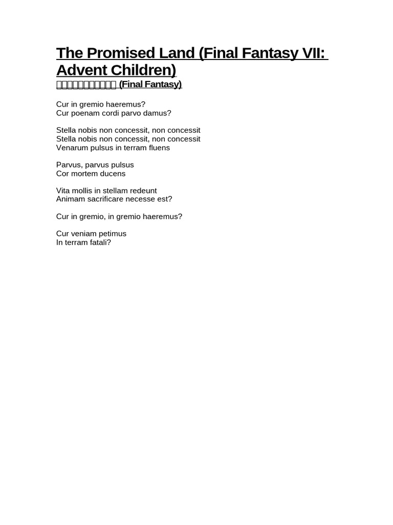 The Promised Land FF7 | PDF