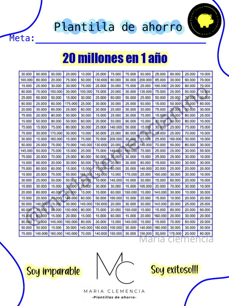 Plantilla de ahorro 2025: 20 millones | PDF