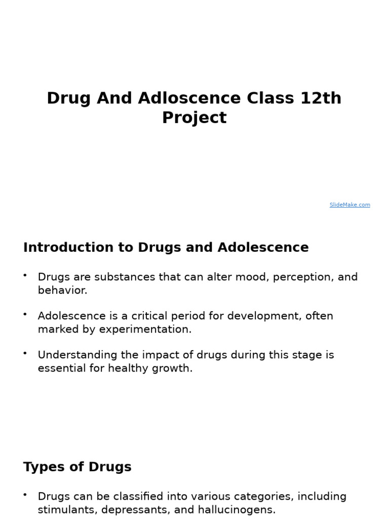 Drug and Adloscence Class 12th Project | PDF | Substance Abuse ...