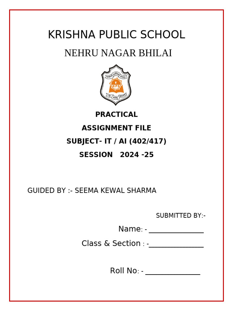 Practical File FrontPage | PDF