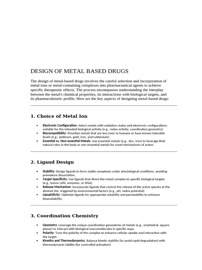 Design of Metal Based Drugs | PDF | Coordination Complex | Chemistry