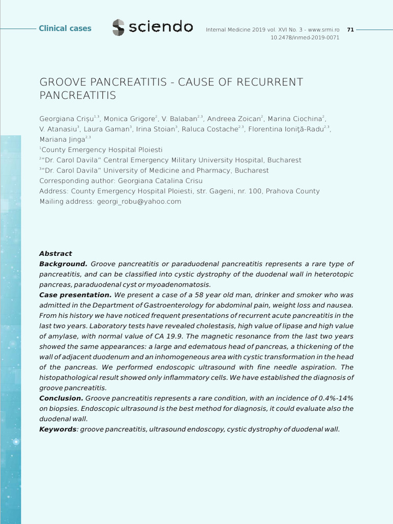 Groove Pancreatitis Case Study | PDF | Pancreas | Pancreatic Cancer