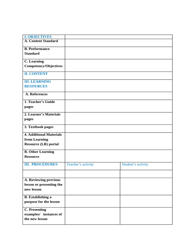 DO 43 - Standard Lesson Plan Format of Deped | PDF